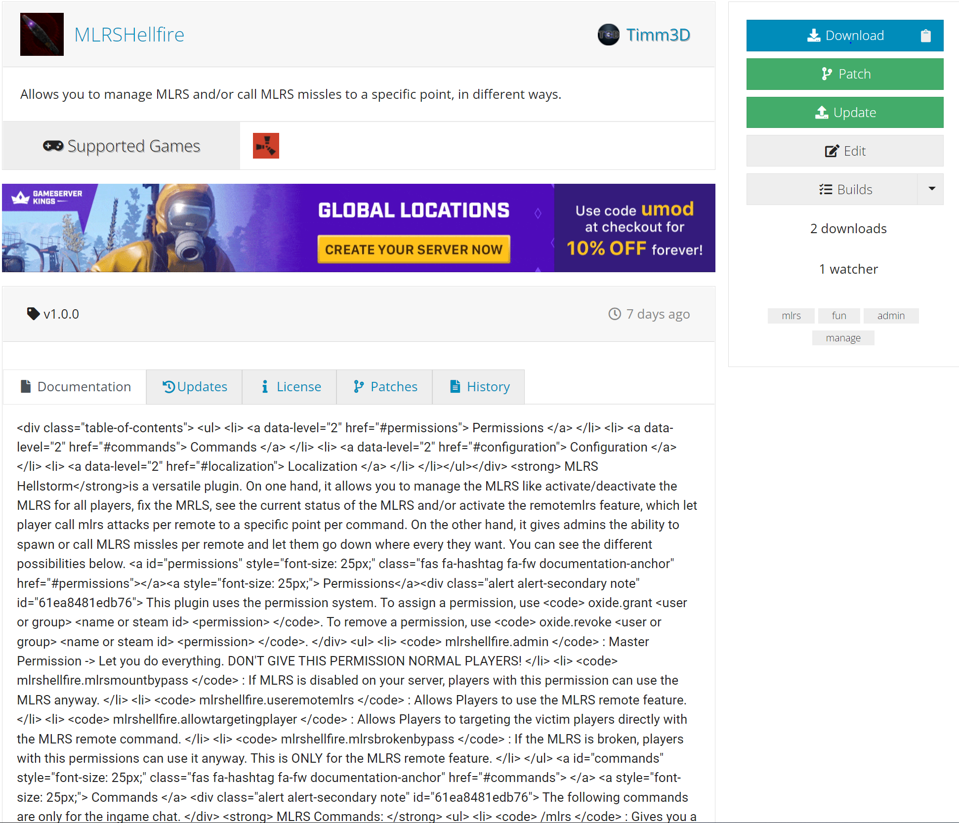 uMod - Problem with displaying the documentation of my plugin. - Rust - Community