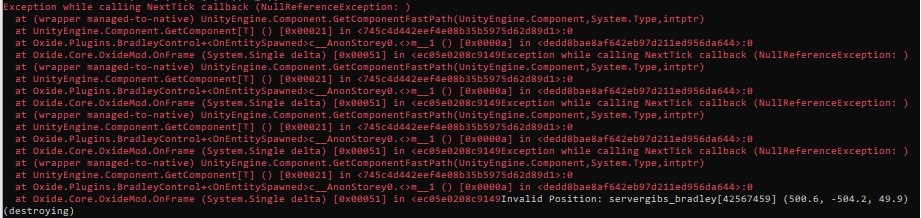 uMod - NullReferenceException at OnEntitySpawned - Bradley Control - Community